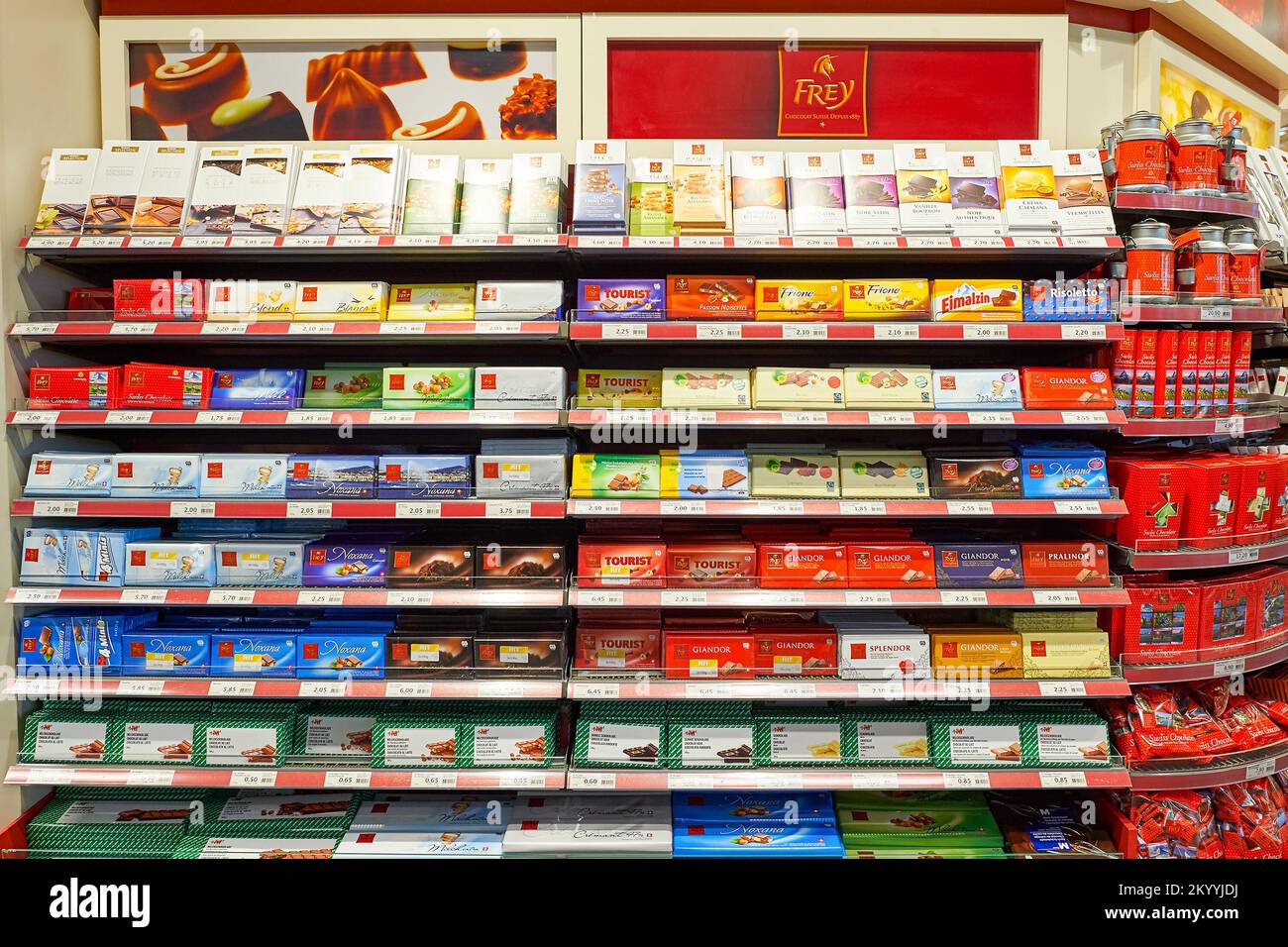 GENEVA, SWITZERLAND - SEPTEMBER 19, 2015: interior of Migros ...