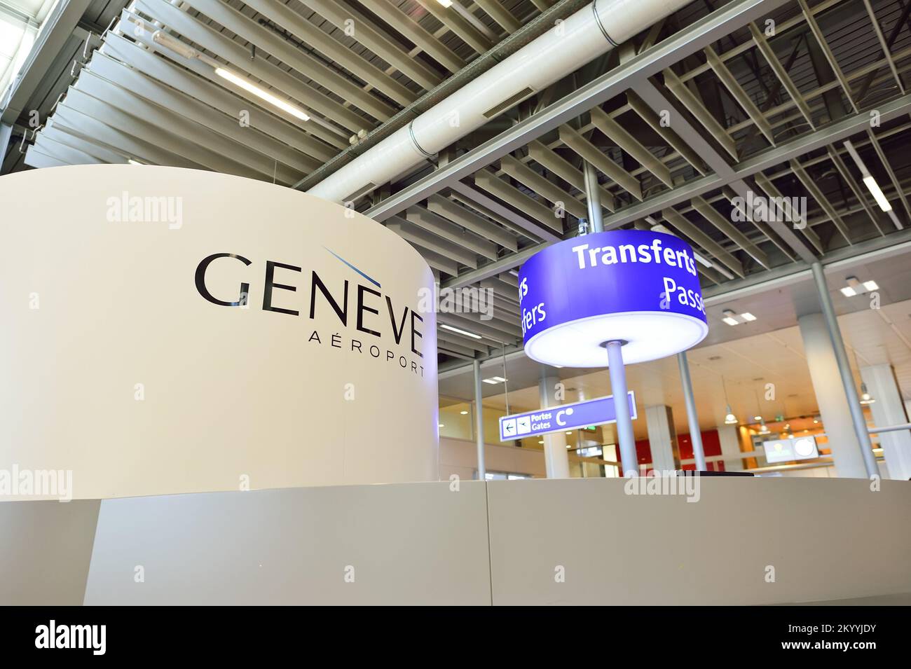 GENEVA, SWITZERLAND - NOVEMBER 19, 2015: interior of Geneva Airport ...