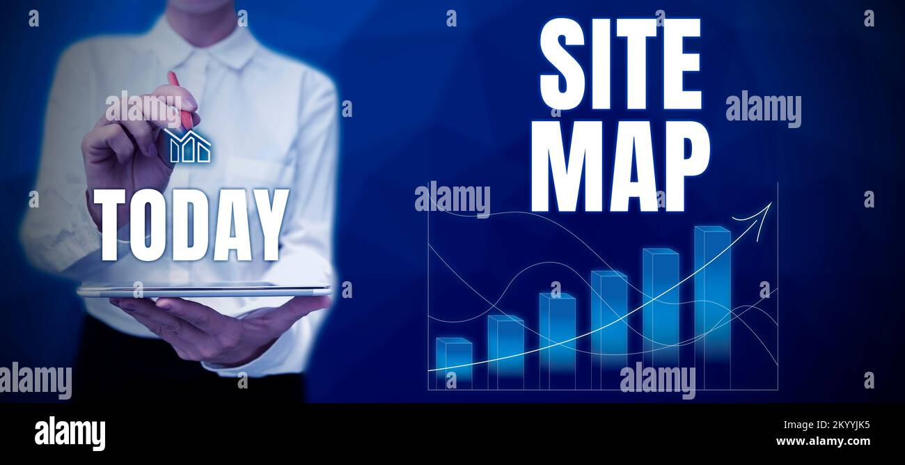 Text sign showing Site Map. Business showcase designed to help both ...