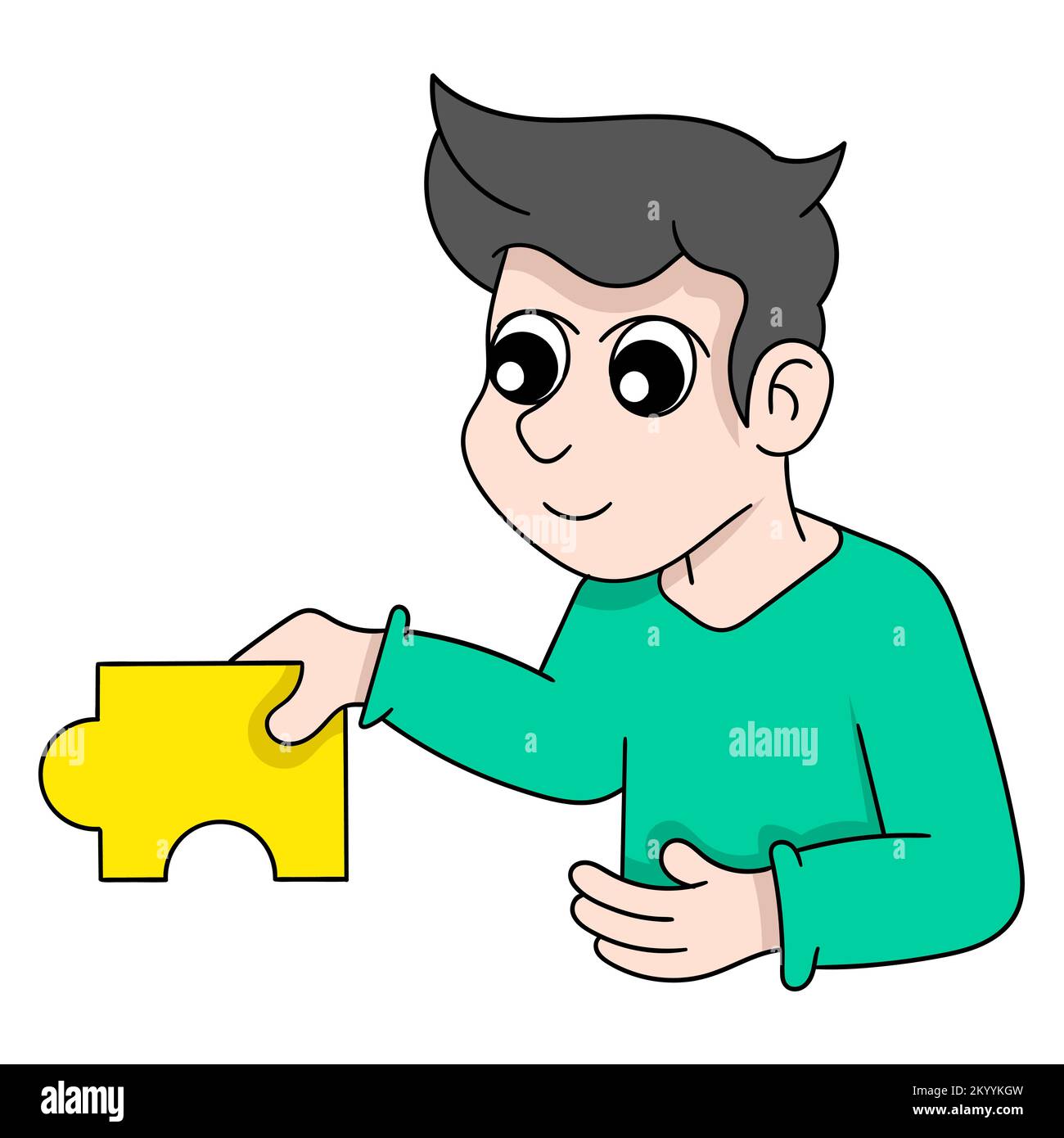 illustration of a man holding a puzzle piece symbol of a problem ...