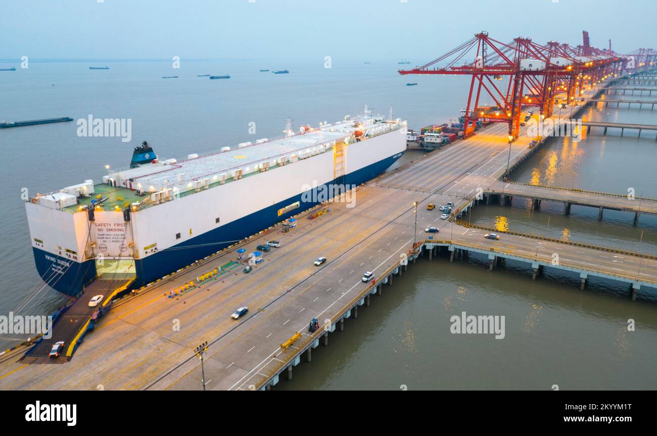 SUZHOU, CHINA - DECEMBER 2, 2022 - Aerial photo shows the container ...