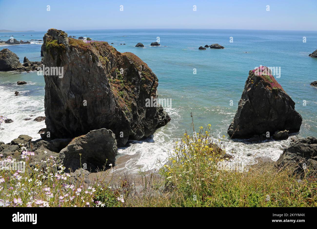 Big rock on Gleason Beach - California Stock Photo - Alamy