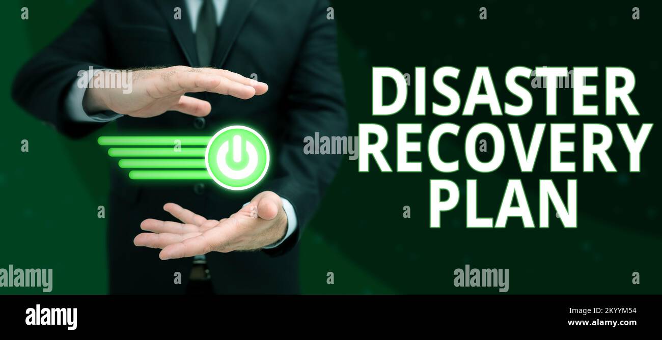 Hand writing sign Disaster Recovery Plan. Word for having backup ...