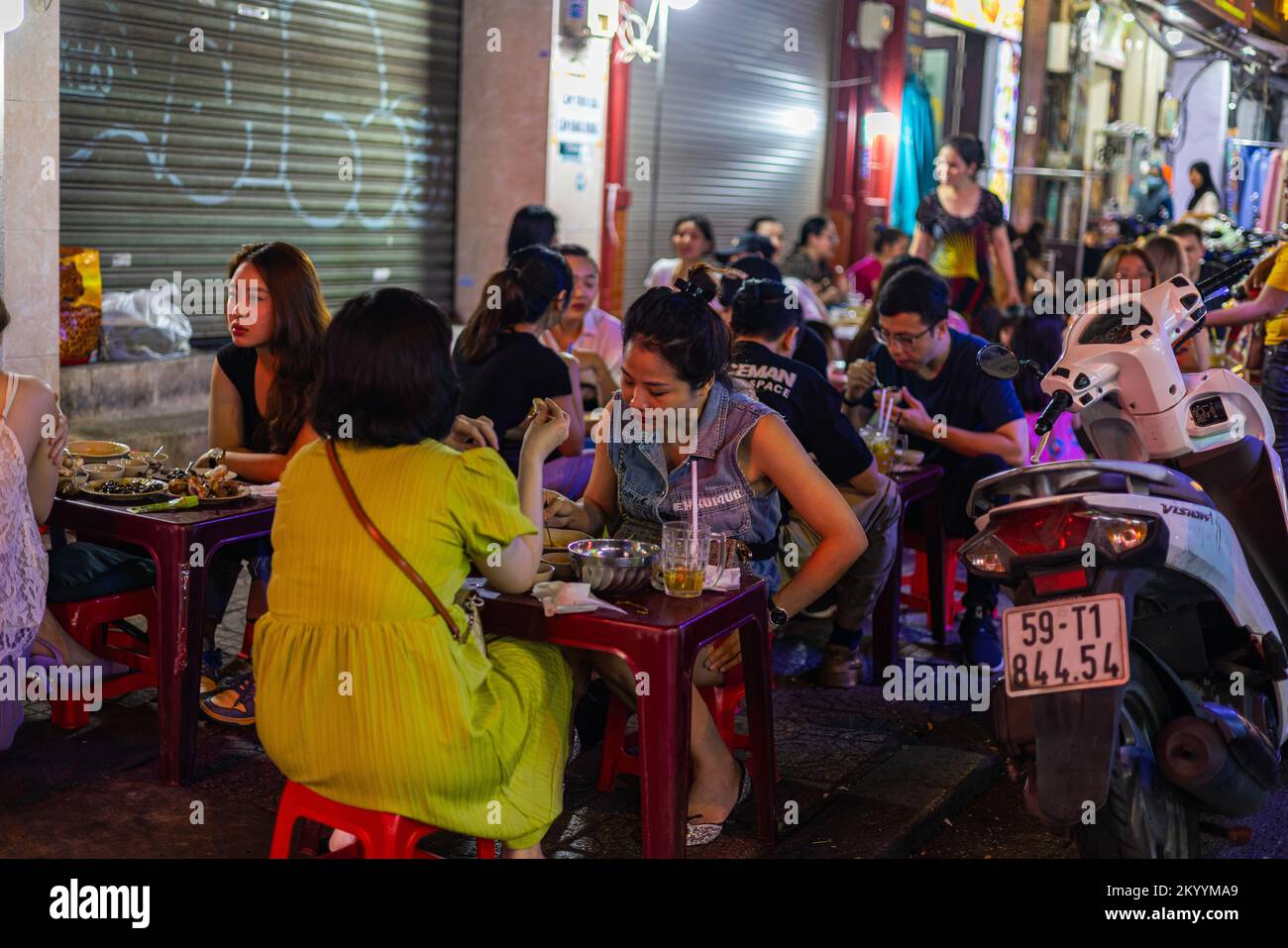 Ho Chi Minh City, Vietnam- November 9, 2022: Street food store in the ...