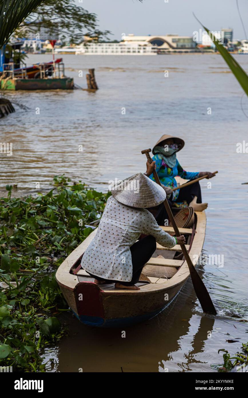 Ho Chi Minh City, Vietnam- November 9, 2022: Two Vietnamese woman, with ...
