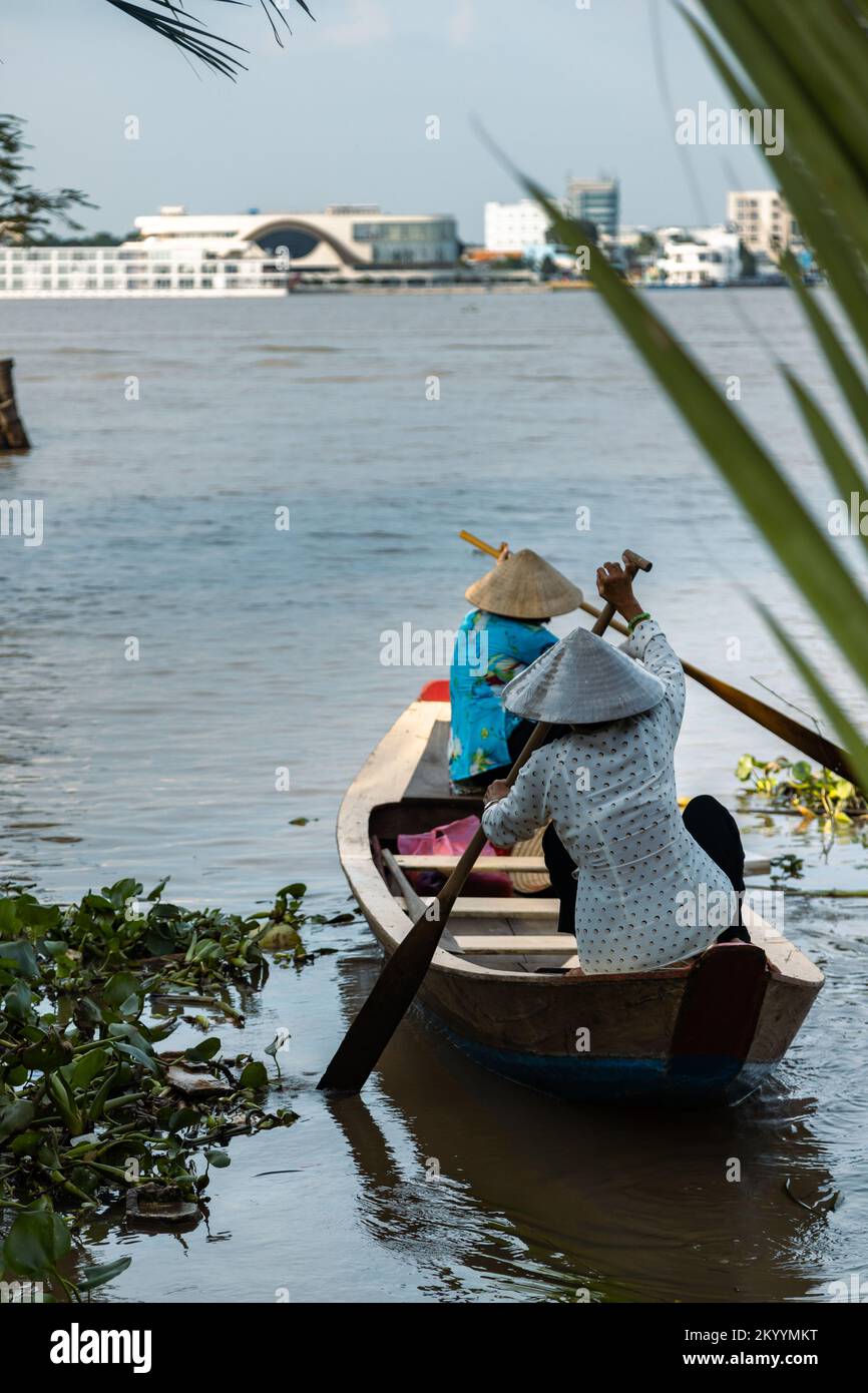 Ho Chi Minh City, Vietnam- November 9, 2022: Two Vietnamese woman, with ...