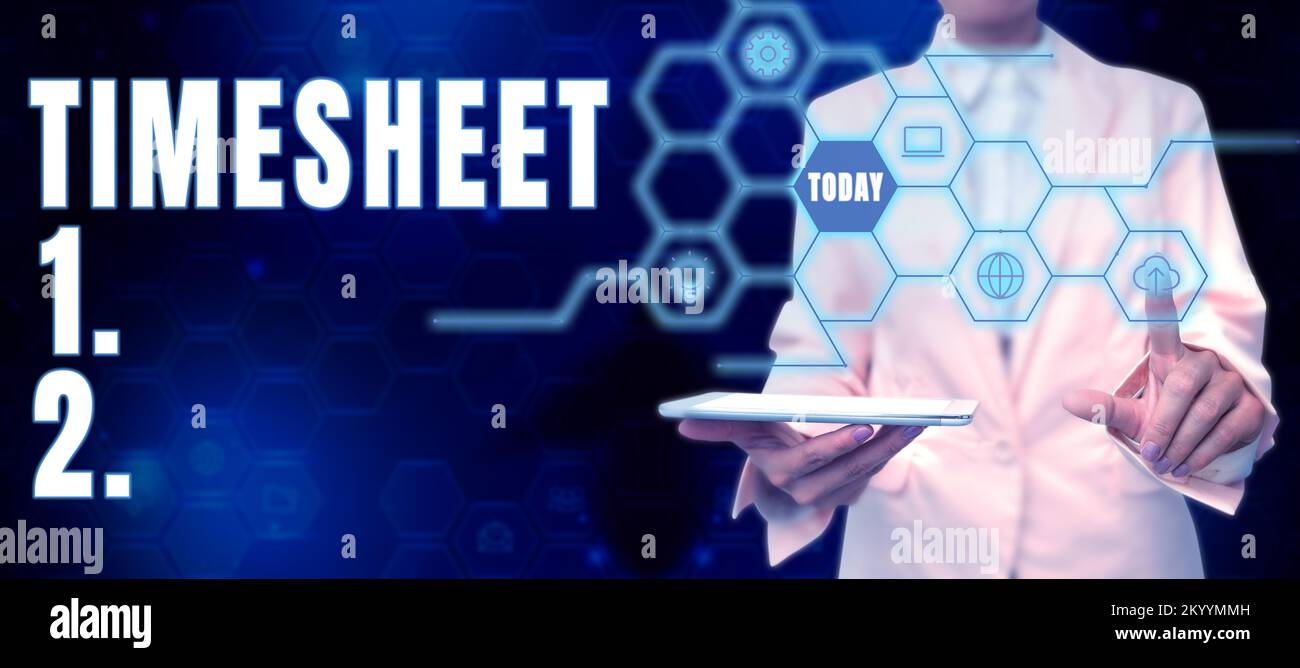 Conceptual caption Timesheet. Word for graphical representation of ...