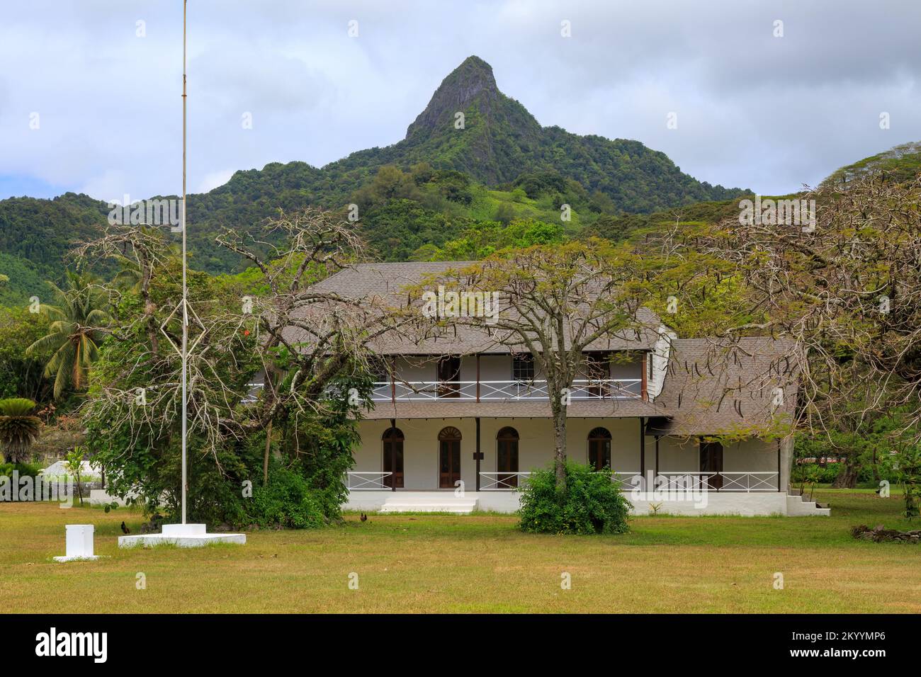 The Pare O Tane palace, a historic building on Rarotonga, Cook Islands ...