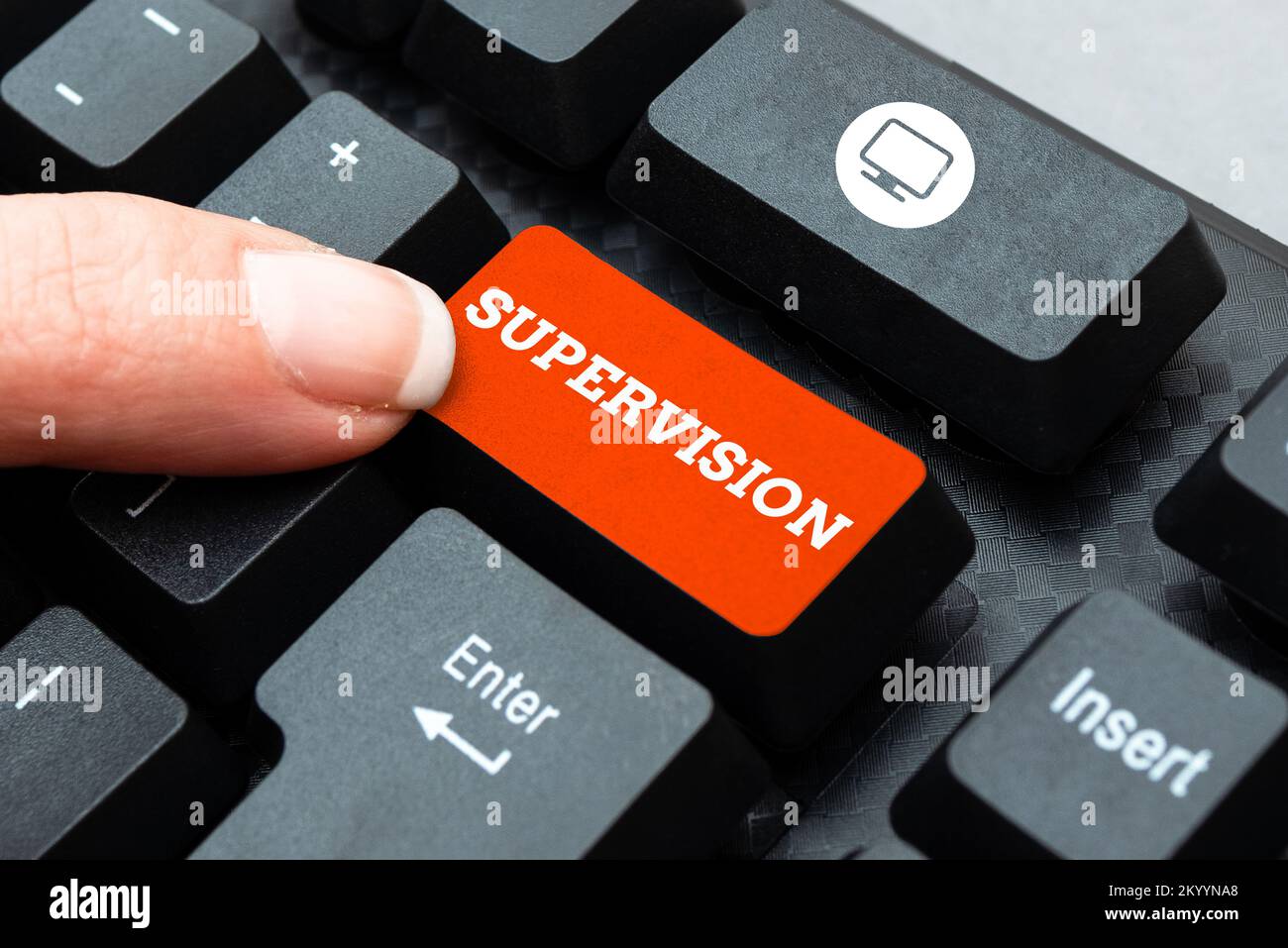 Hand writing sign Supervision. Business showcase monitoring and ...