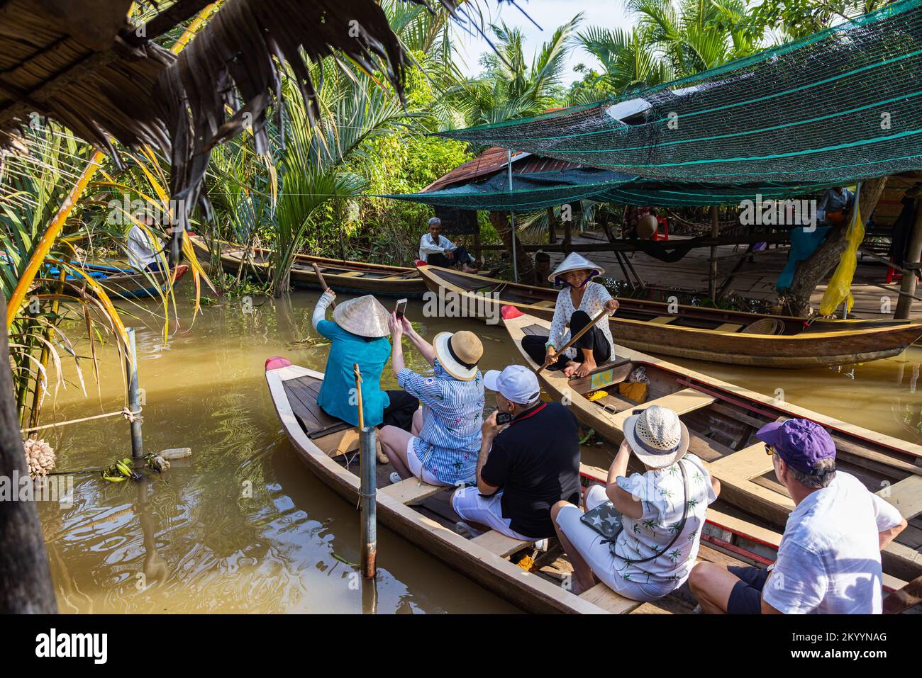 Ho Chi Minh City, Vietnam- November 9, 2022: Tourism rowing boat in the ...
