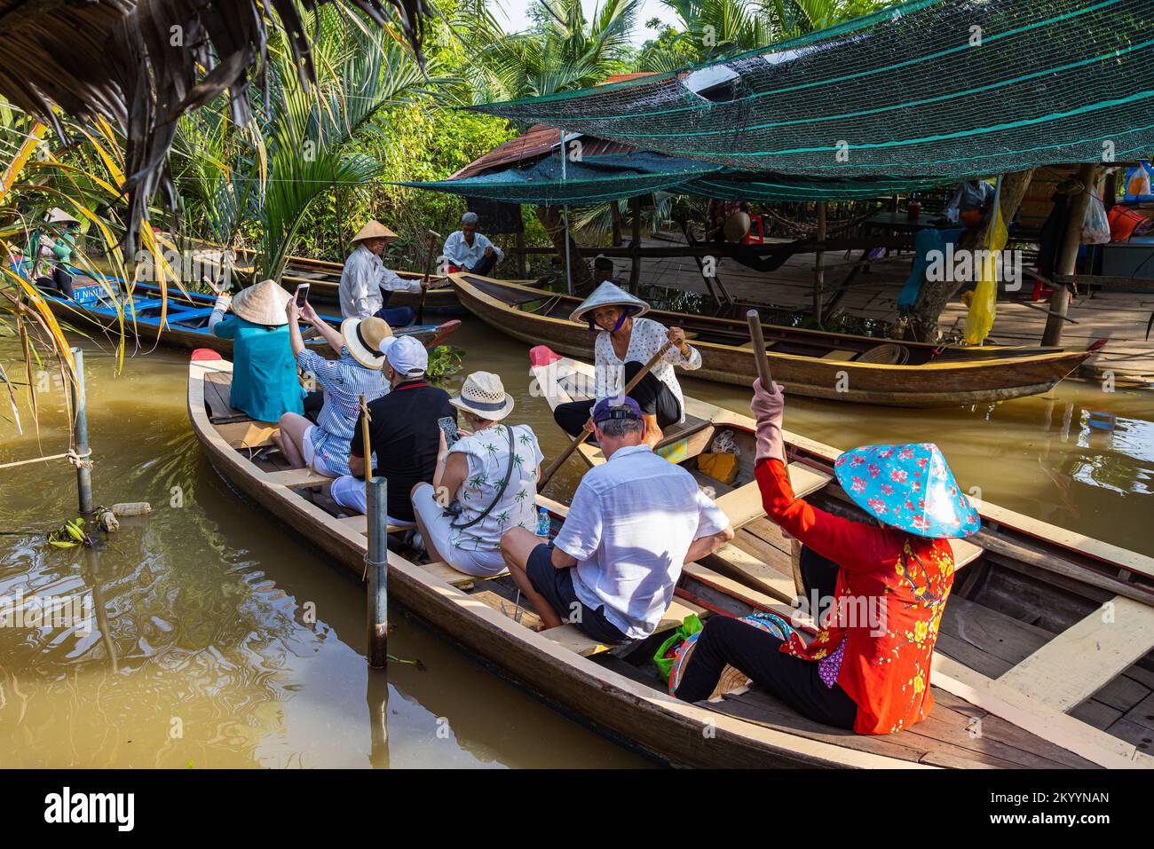 Ho Chi Minh City, Vietnam- November 9, 2022: Tourism rowing boat in the ...