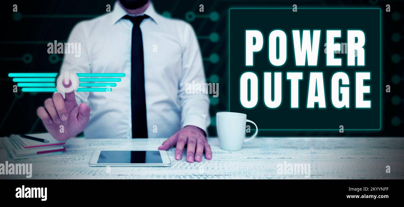 Sign displaying Power Outage. Conceptual photo The ability to influence ...