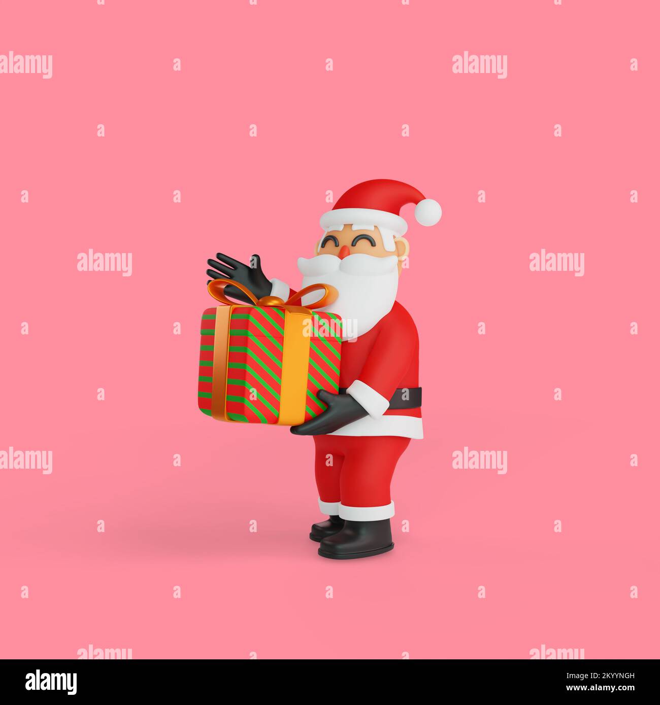 3d rendering of santa carrying a big gift box Stock Photo - Alamy
