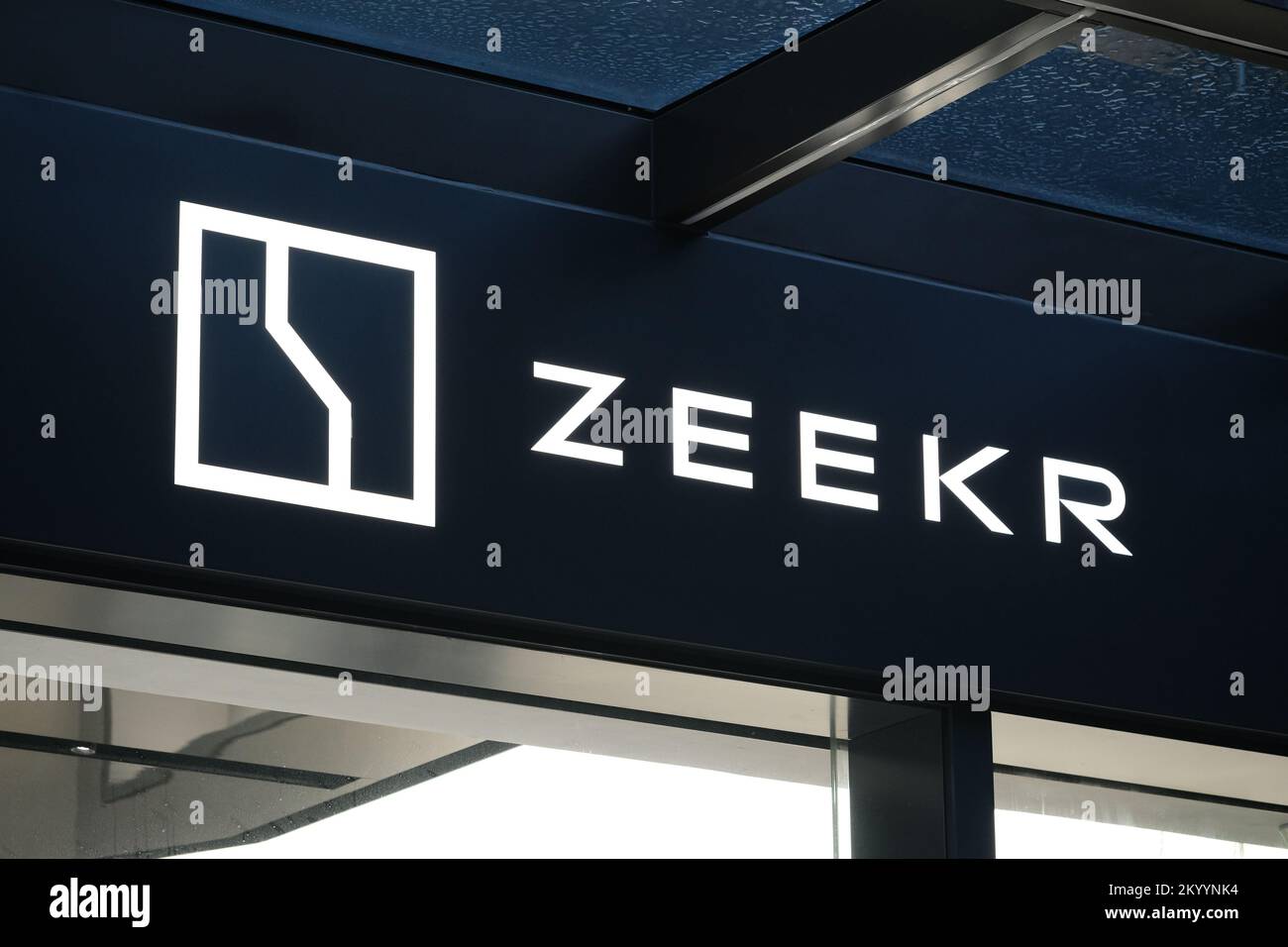 Shanghai,China-August 6th 2022: close up ZEEKR store sign. A Chinese EV ...