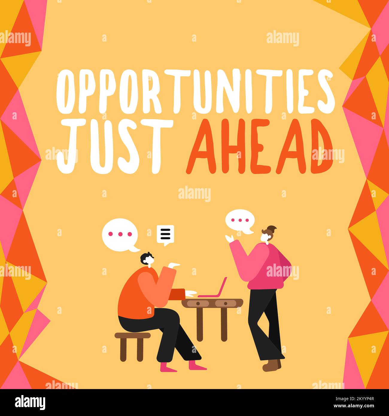Hand writing sign Opportunities Just Ahead. Word for set of ...