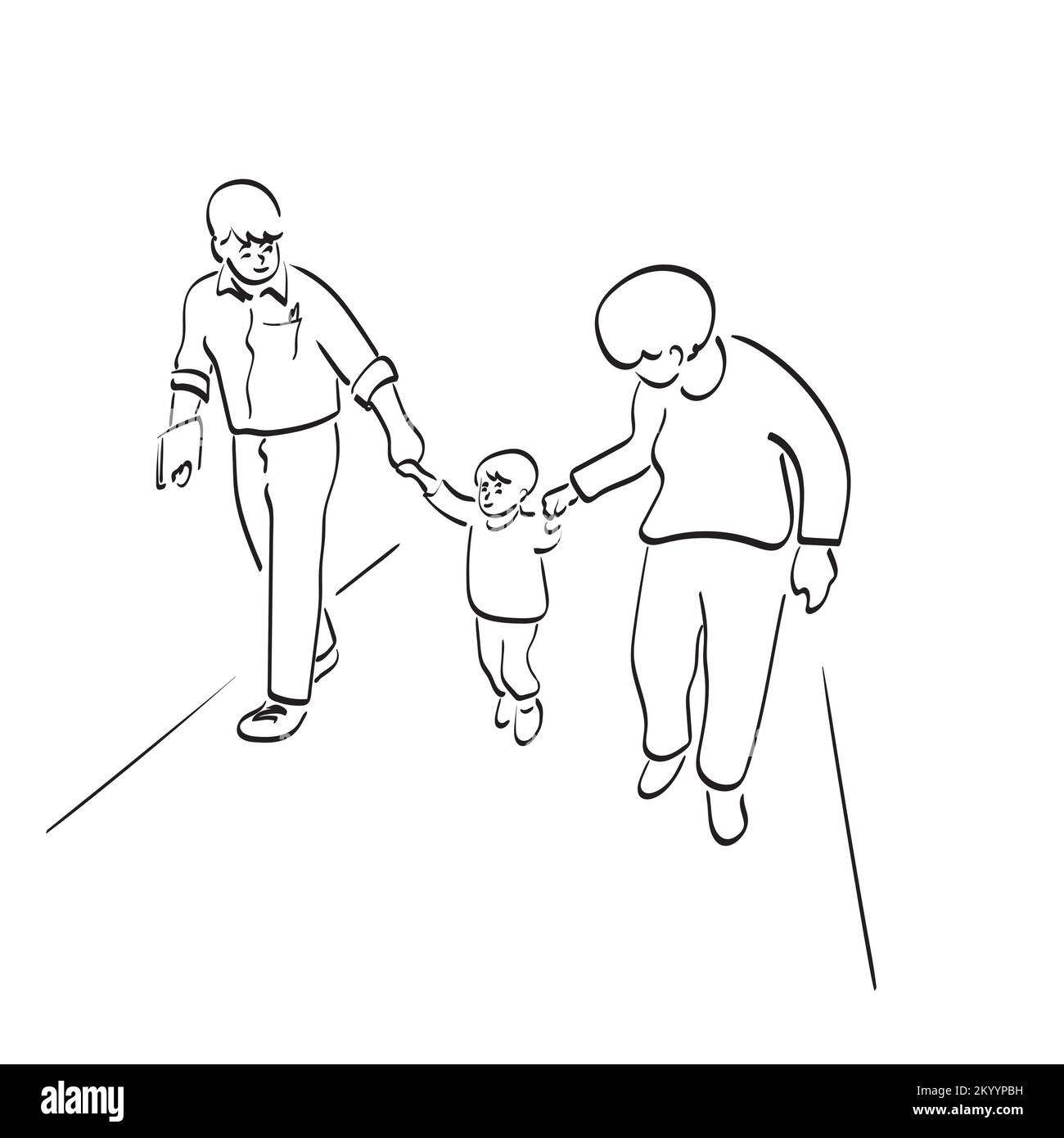 lime art parents holding hands of their son illustration vector hand ...