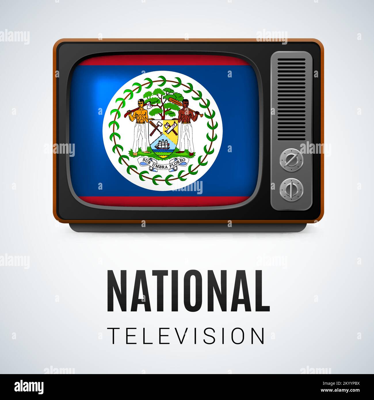 Vintage TV and Flag of Belize as Symbol National Television. Tele ...