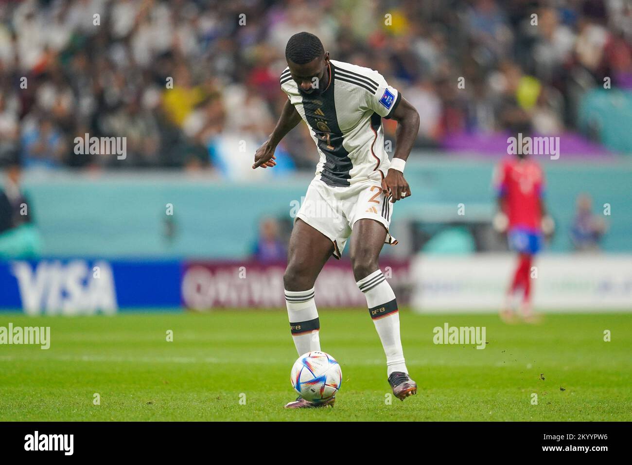 DOHA, QATAR - DECEMBER 1: Player of Germany Antonio Rudiger controls ...