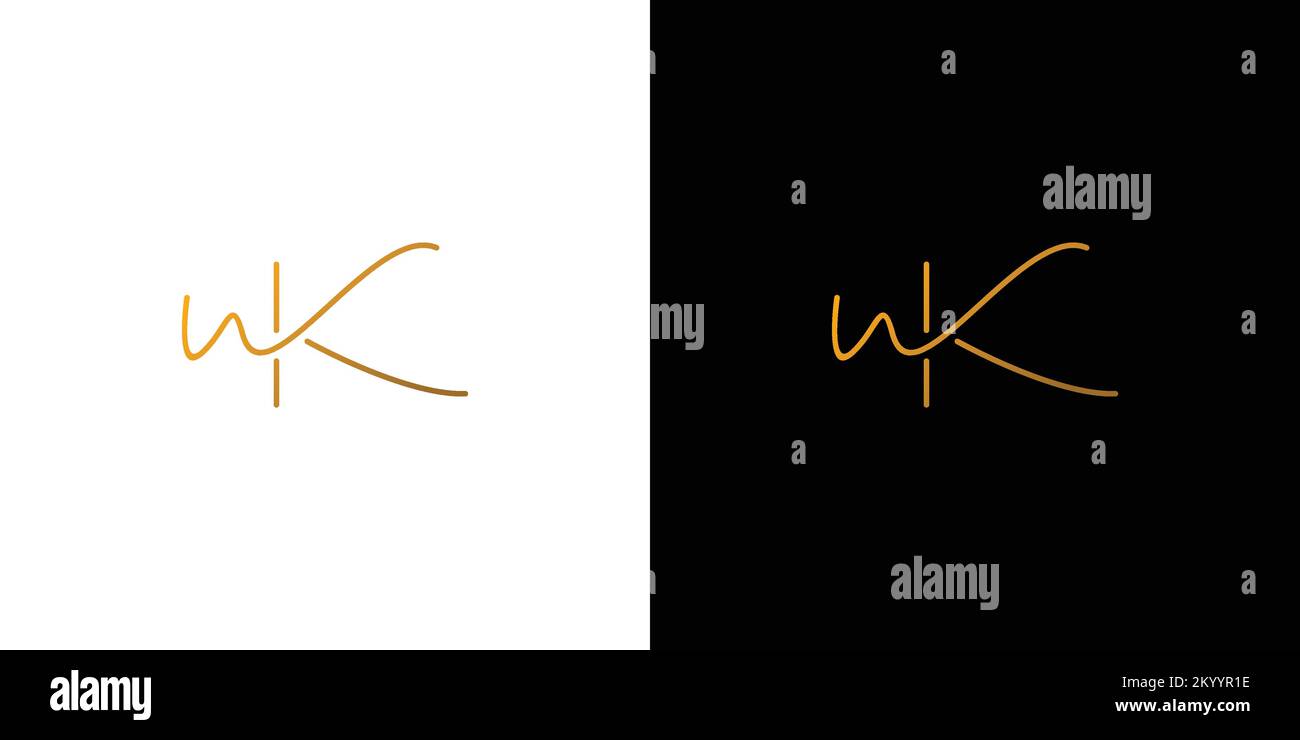 modern and unique handwritten letter WK initials logo design Stock ...