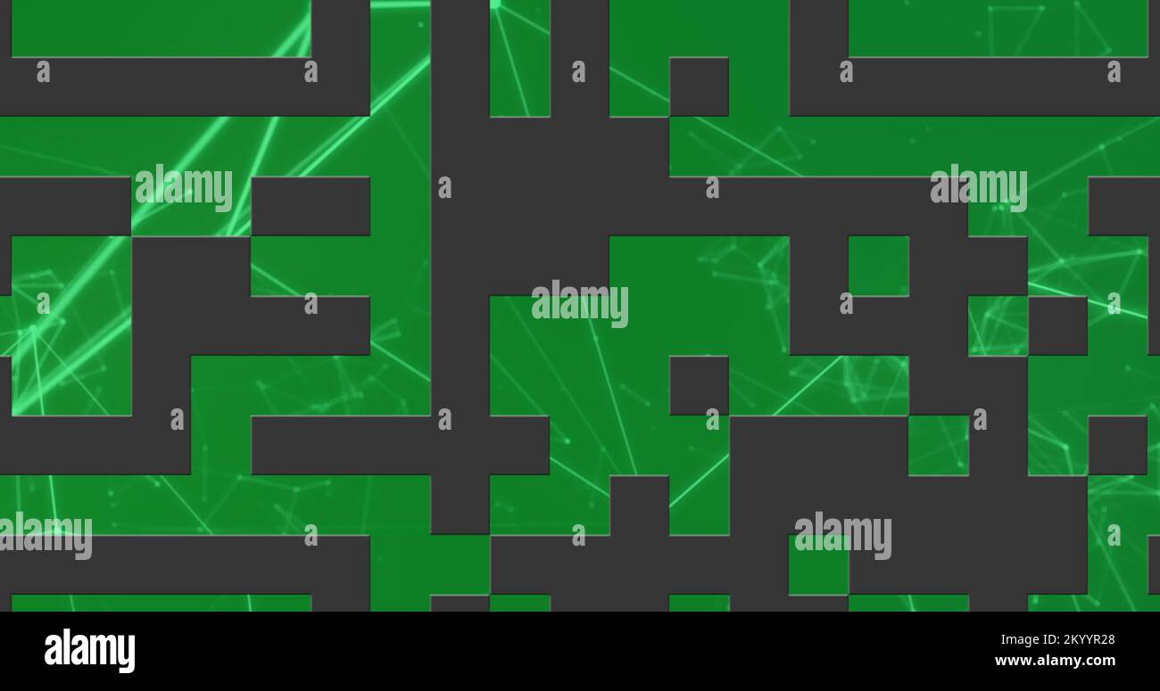 Image of qr code with white network of connections on green background ...