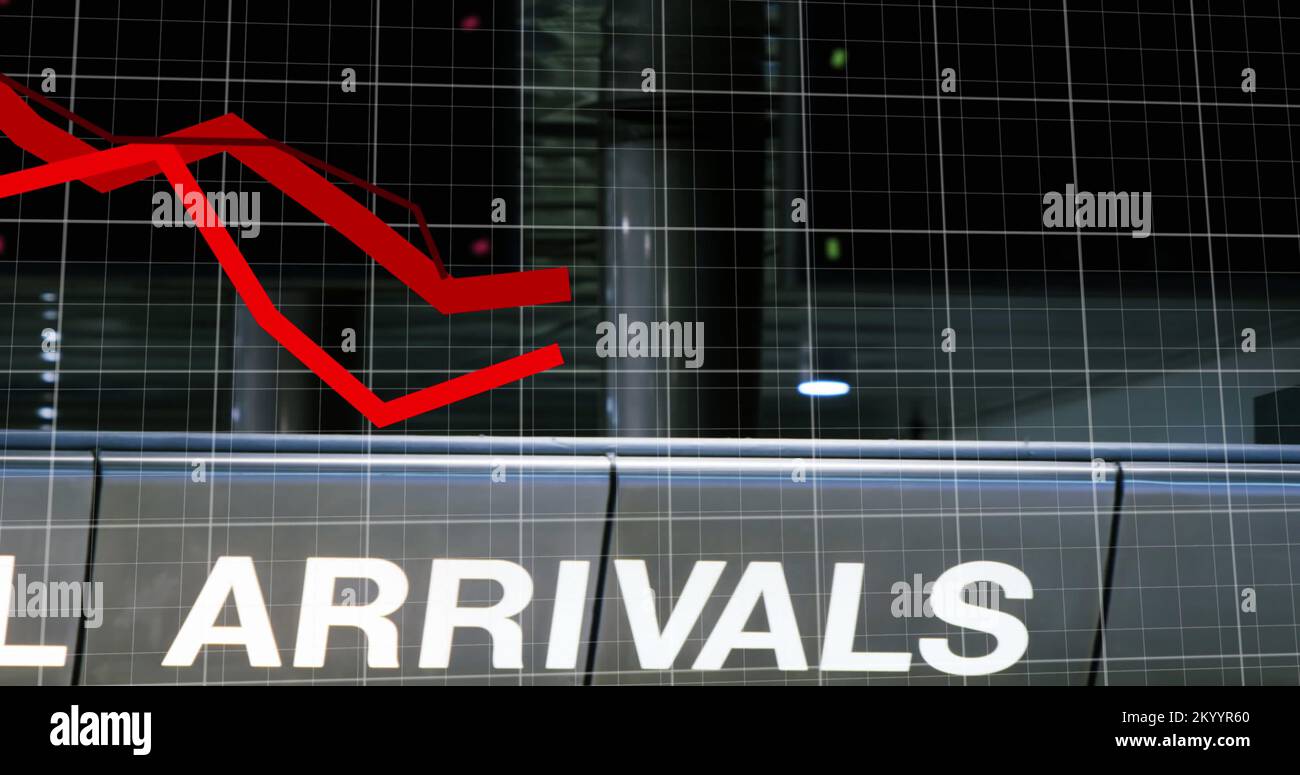 Red graph, showing economical crisis on a grid over an airport Stock ...