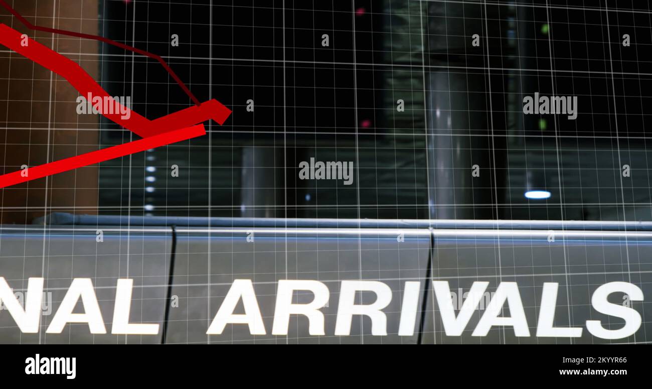 Red graph, showing economical crisis on a grid over an airport Stock ...
