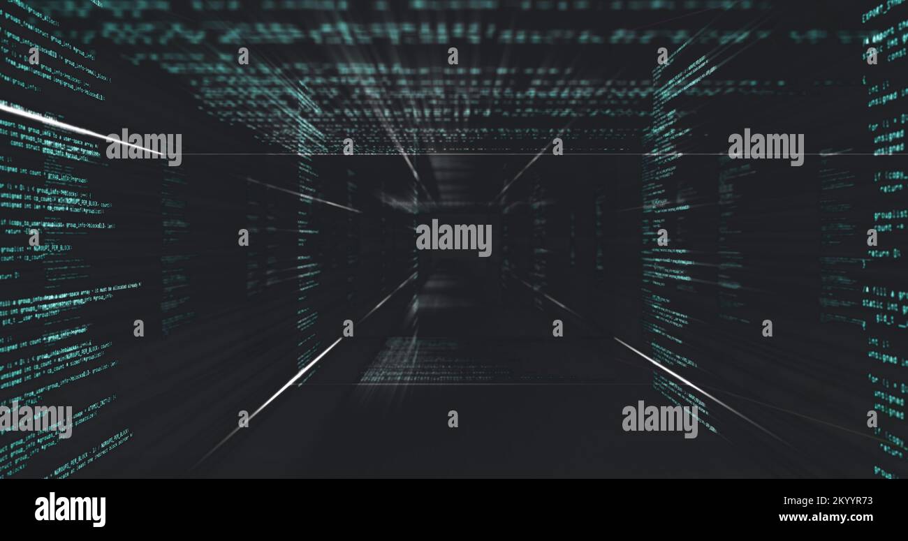 QR code scanner with neon elements against data processing Stock Photo ...