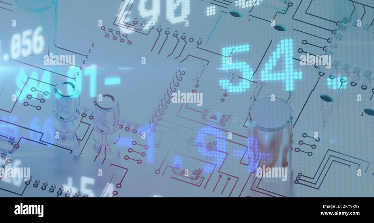 Digital Image Of Stock Market Data Processing Against Microprocessor
