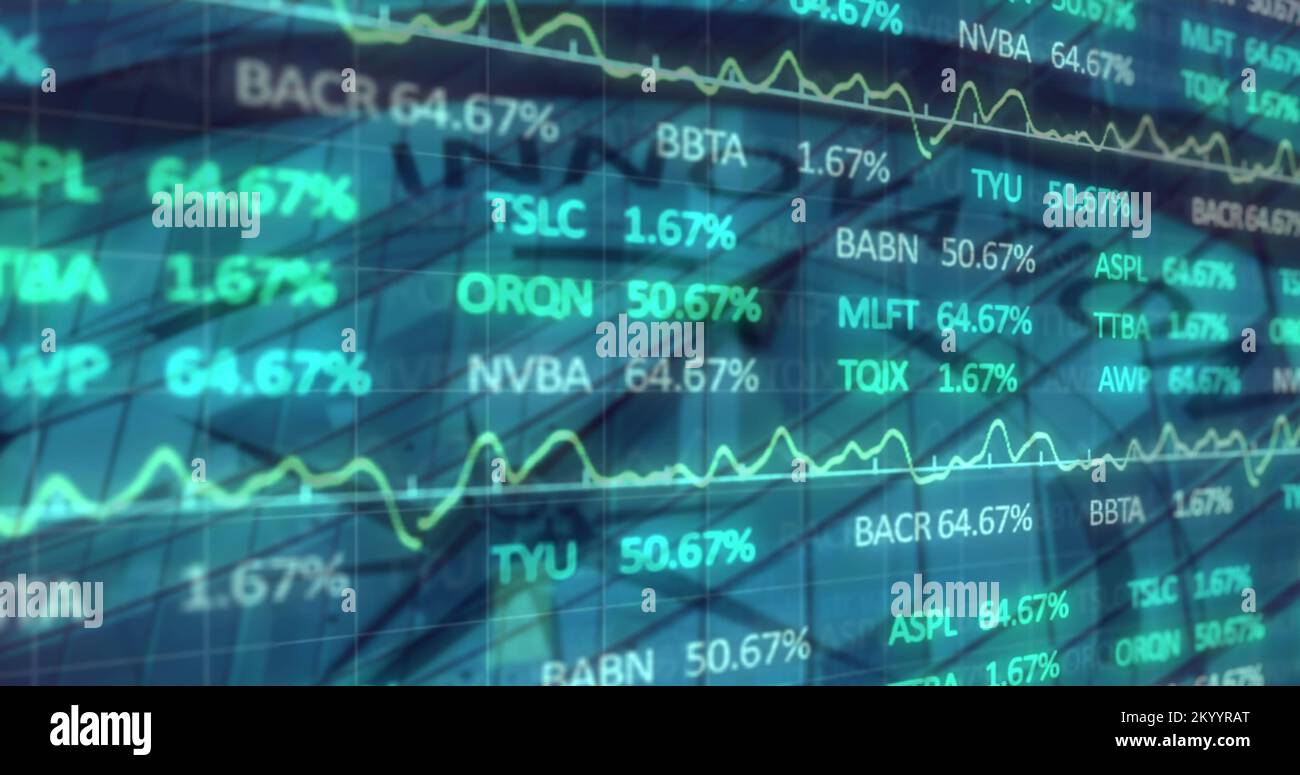 Image of financial data processing over clock Stock Photo - Alamy