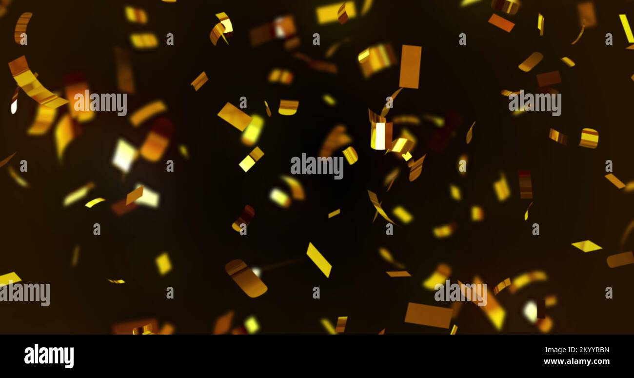 Image of confetti falling over black background Stock Photo - Alamy