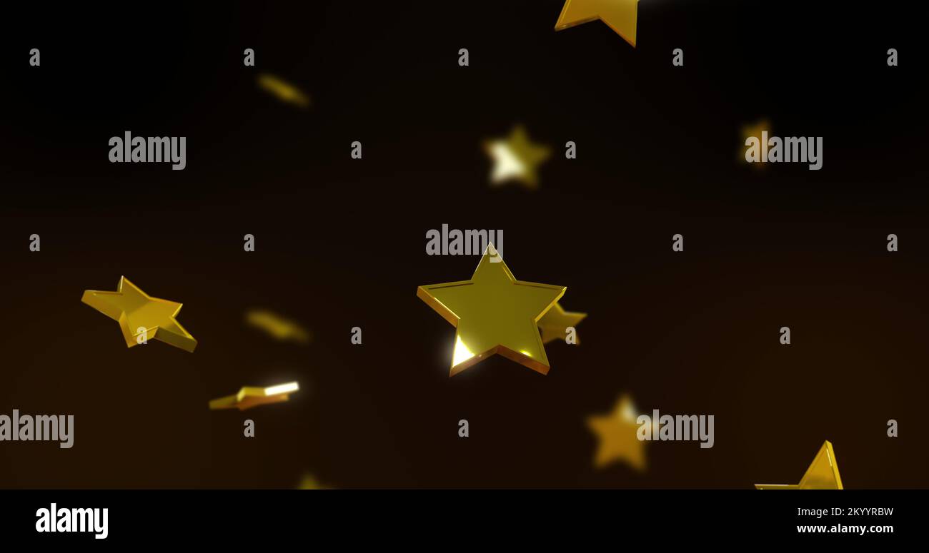 Image of gold stars falling over black background Stock Photo - Alamy