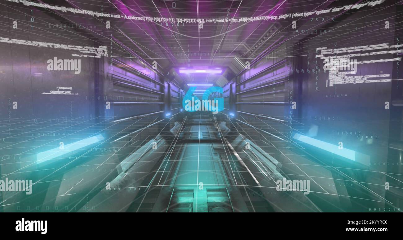 Animation data processing neon tunnel hi-res stock photography and images - Alamy