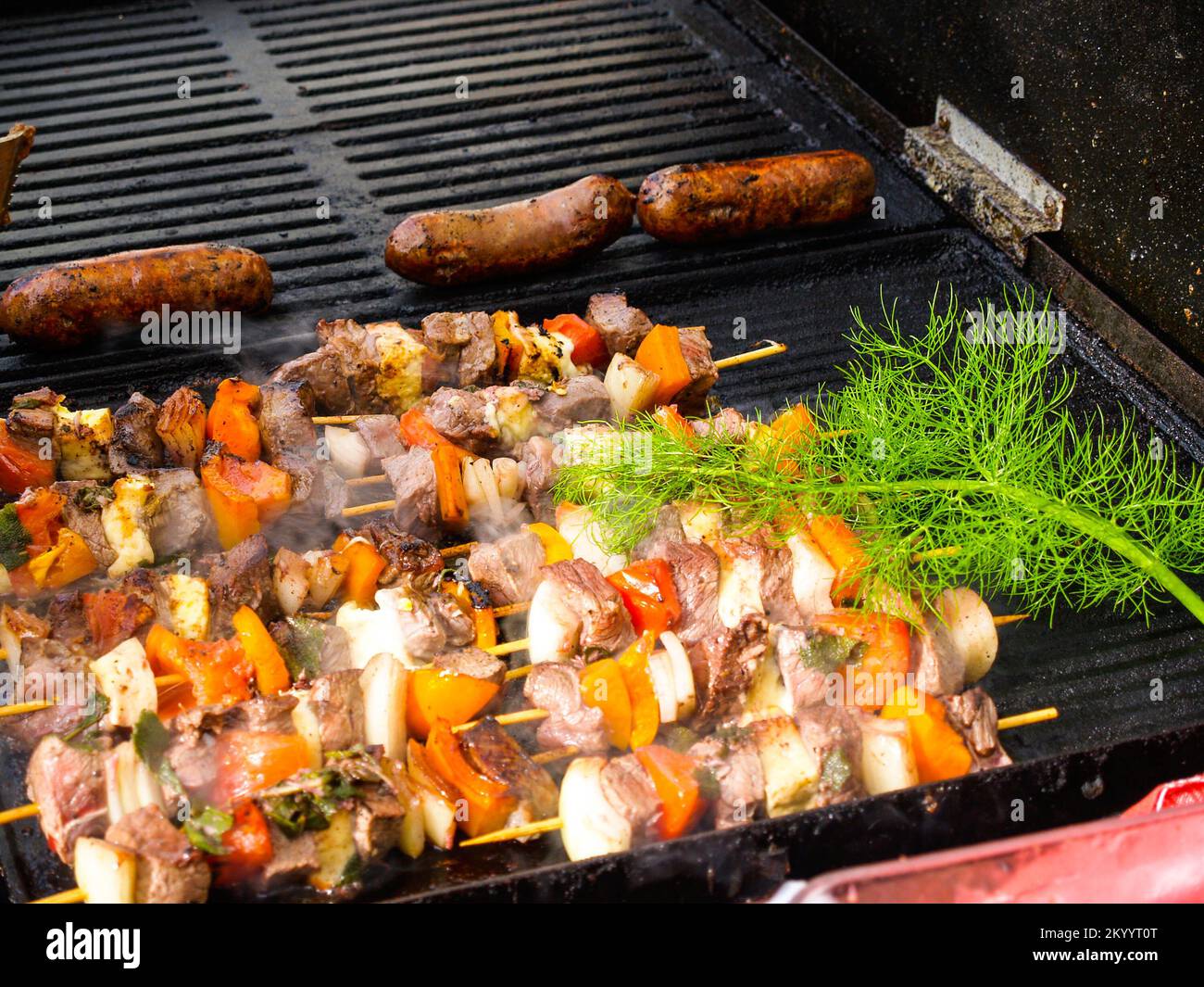 Outdoor cooking on barbeque in summer Stock Photo - Alamy
