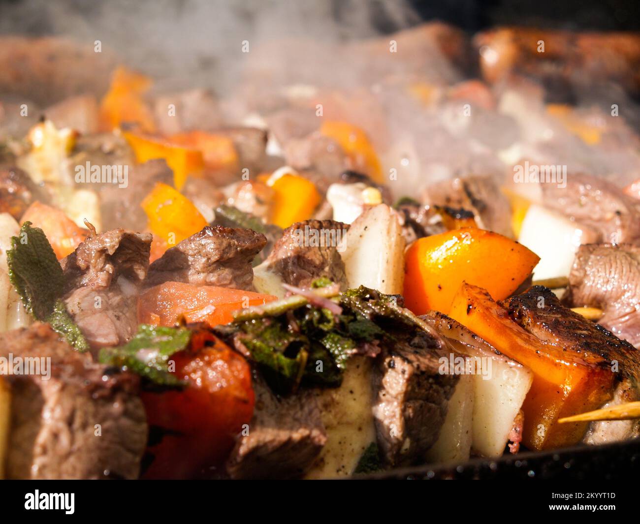 Outdoor cooking on barbeque in summer Stock Photo - Alamy