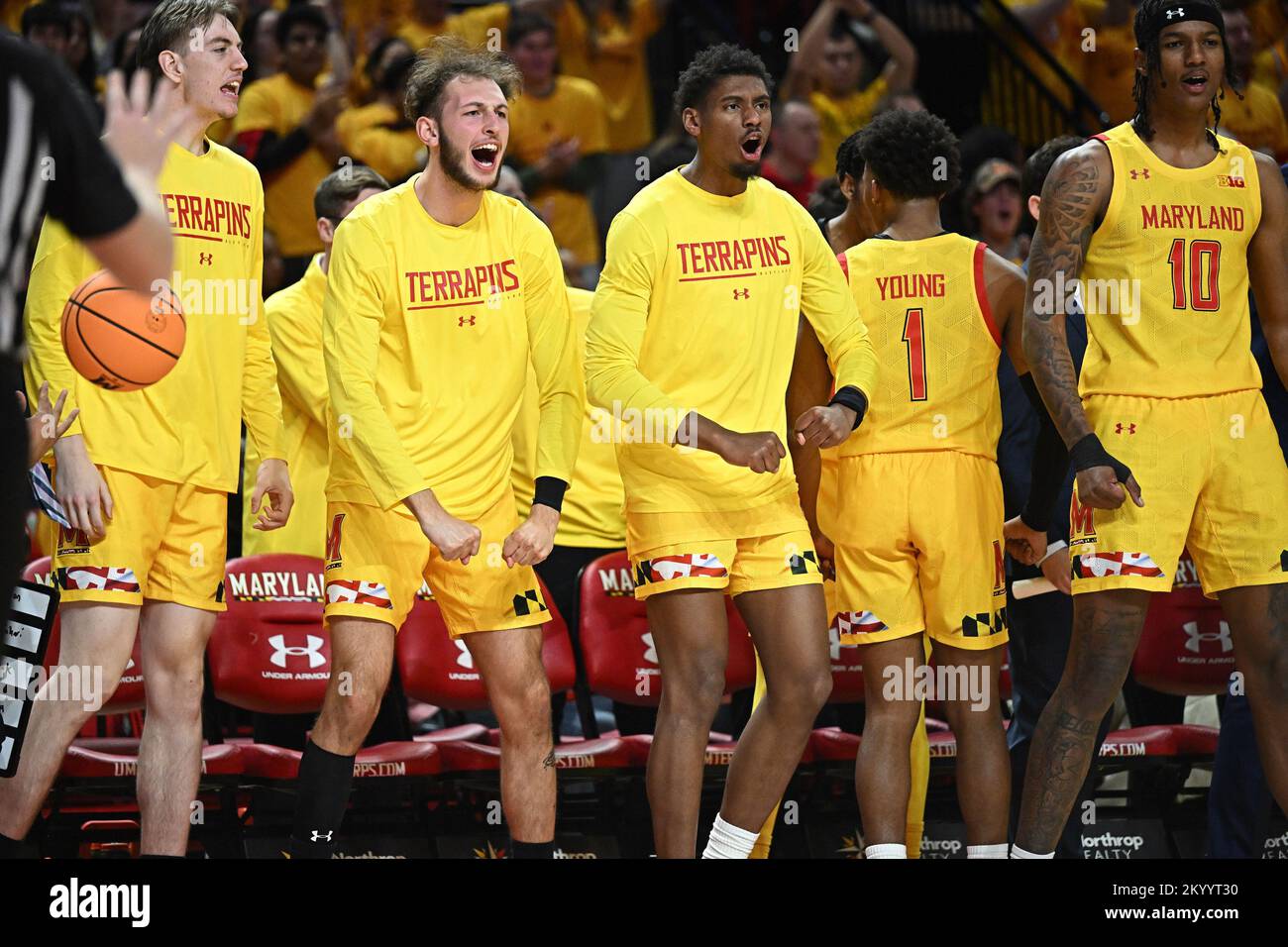 December 02, 2022: Maryland Terrapins bench celebrates after a made ...