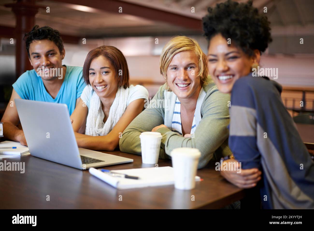 Working together to prepare for finals. A group of young people ...