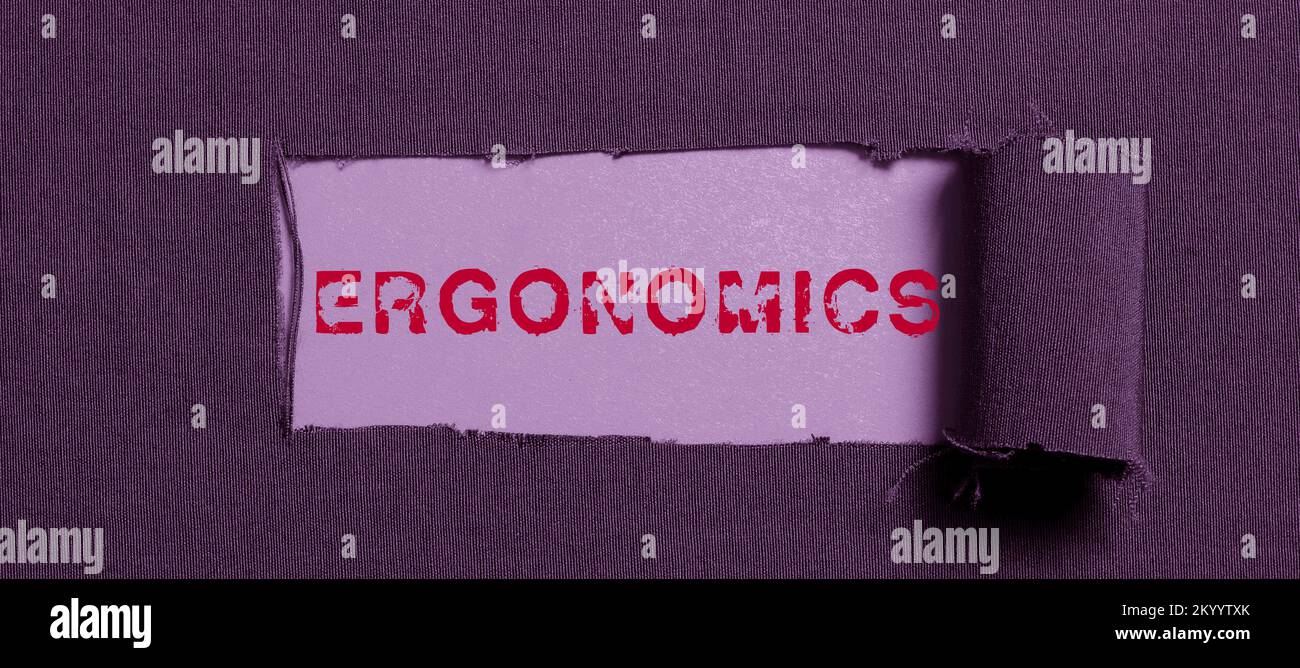 Text sign showing Ergonomics. Business concept fitting or designing a ...