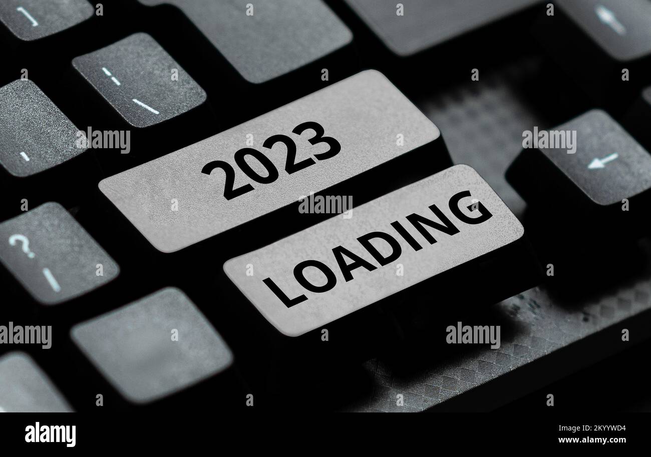 Handwriting text 2023 Loading. Word Written on Advertising the upcoming year Forecasting the ...