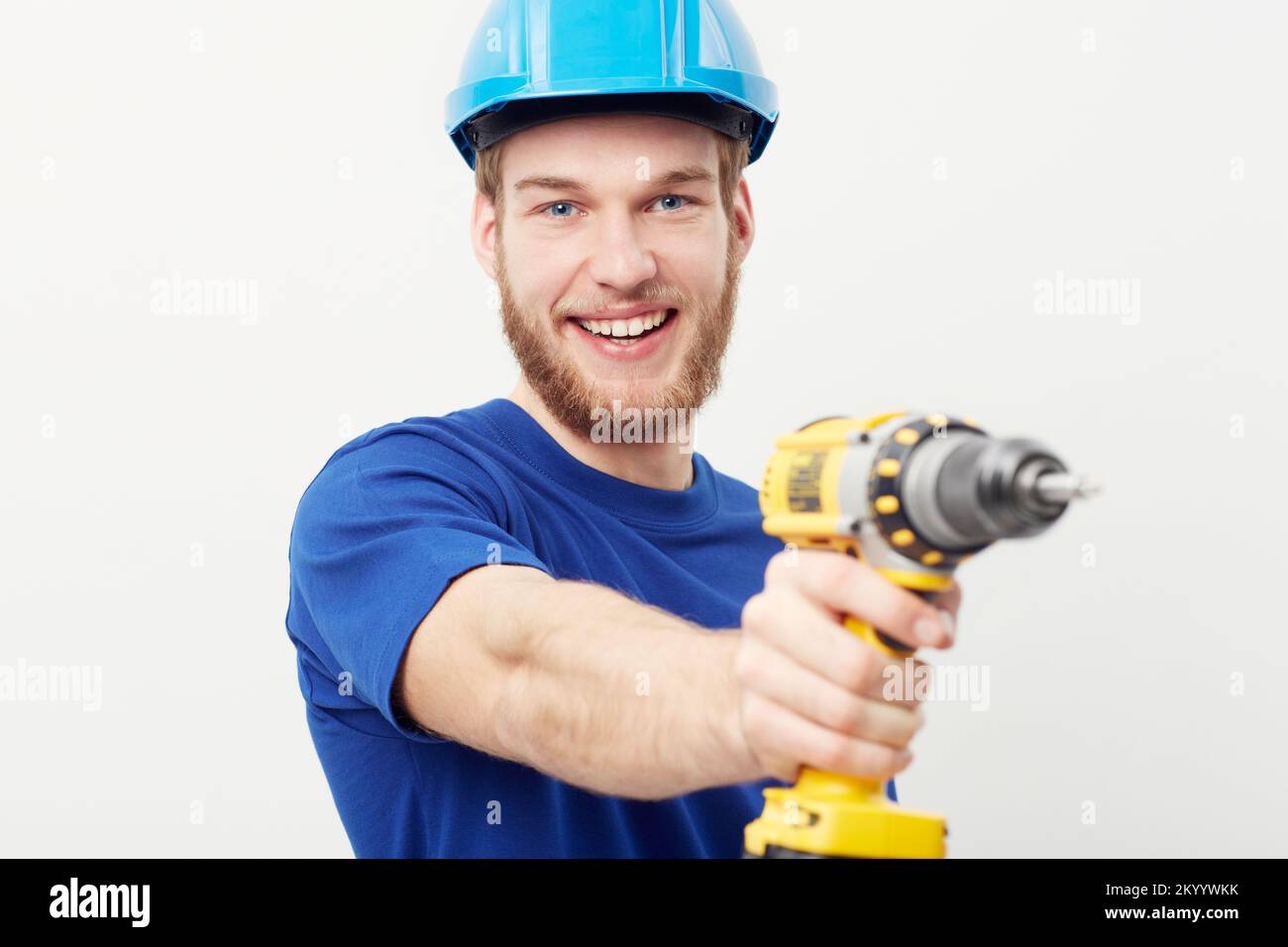 Hes ready for construction. Portrait of a happy young man wearing a ...