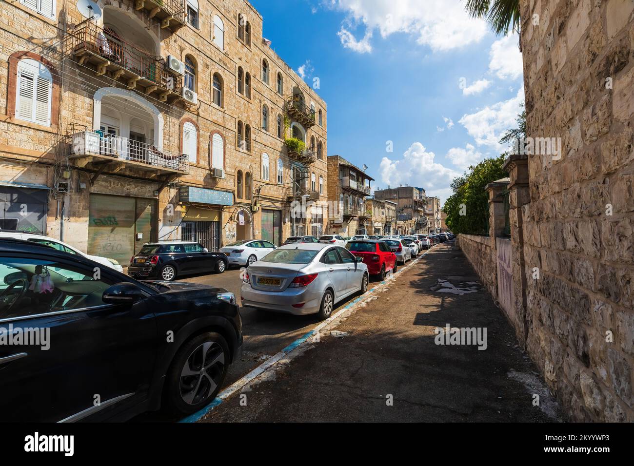 Israel, Haifa 05, 2022: Streets in the city of Haifa in Israel Stock ...