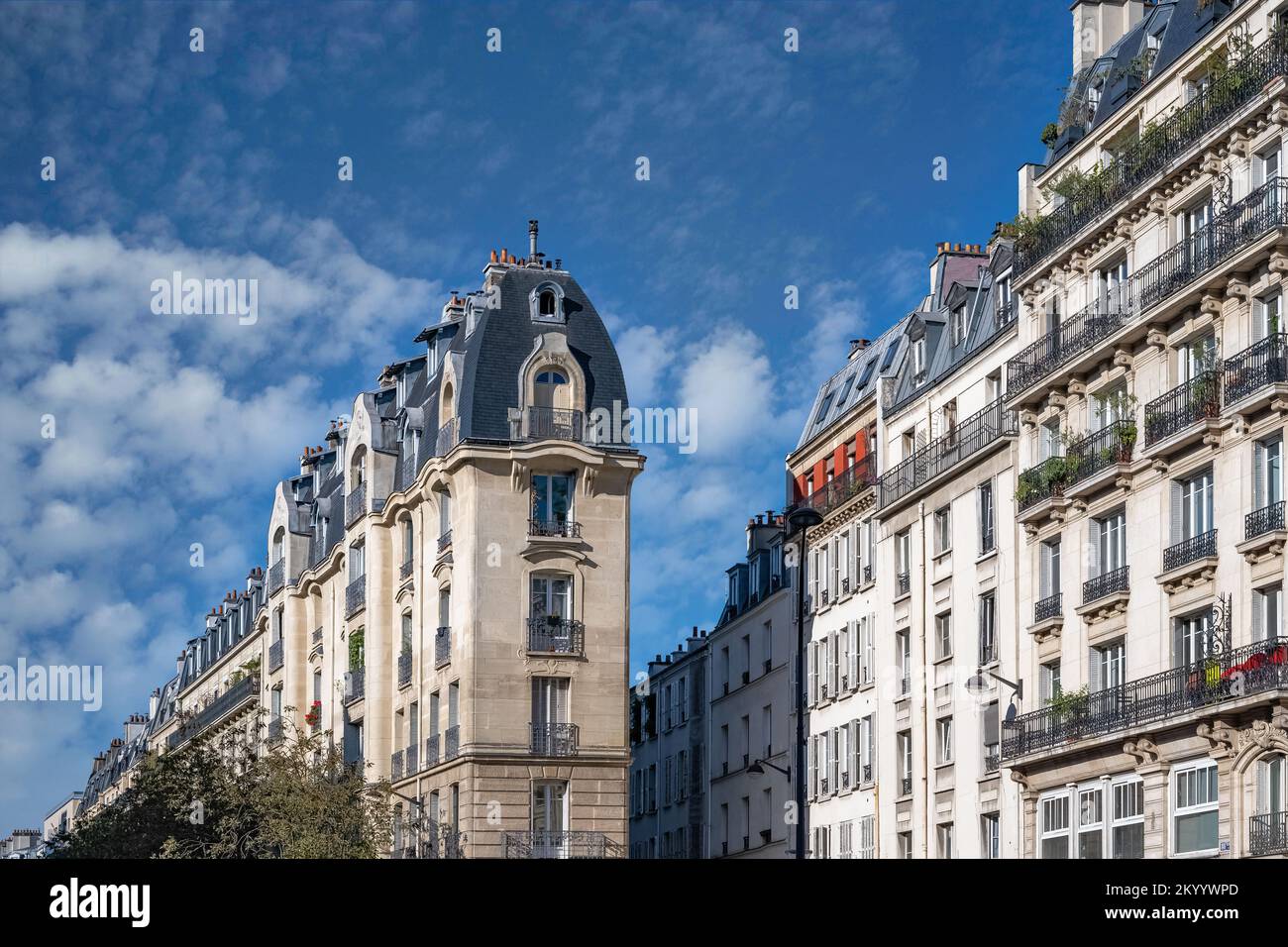 Paris, typical facades and street, beautiful buildings avenue de la Republique Stock Photo - Alamy