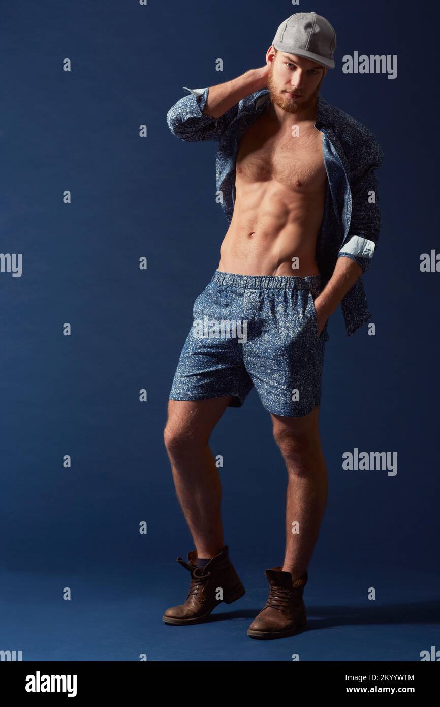 Fashion male model open shirt hi-res stock photography and images - Alamy