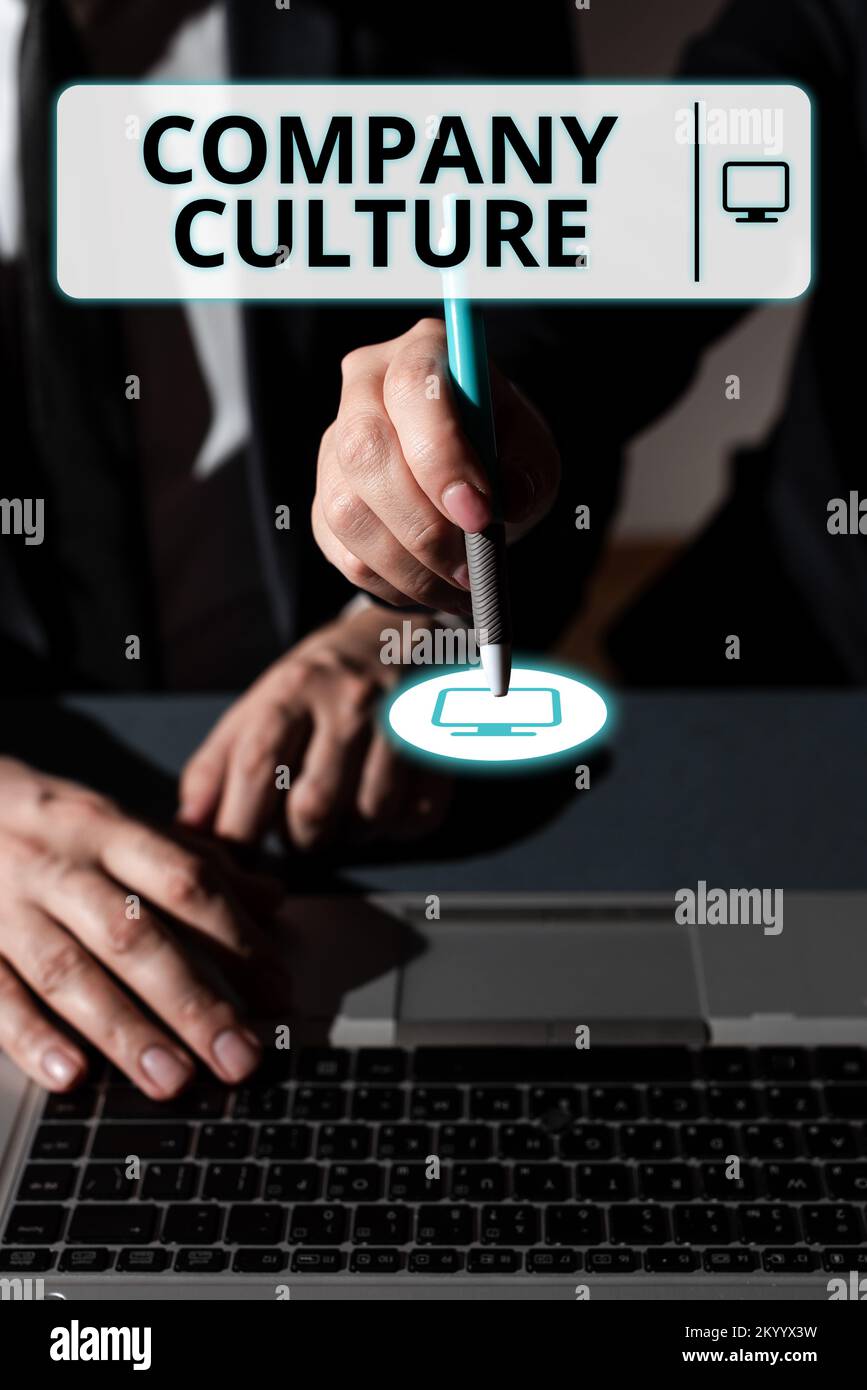 Text sign showing Company Culture. Business concept The environment and ...