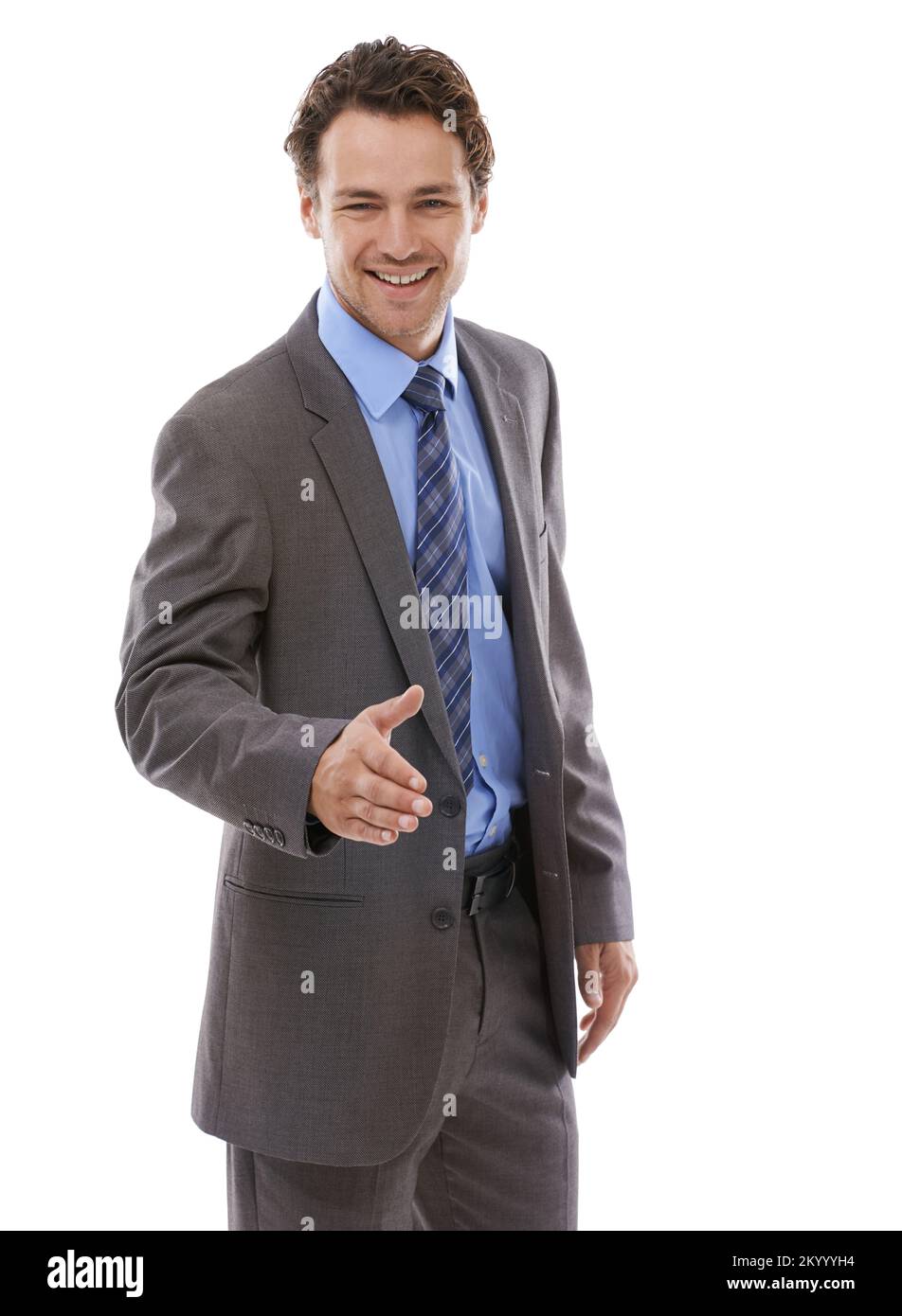 Handsome businessman reaching handshake hi-res stock photography and ...