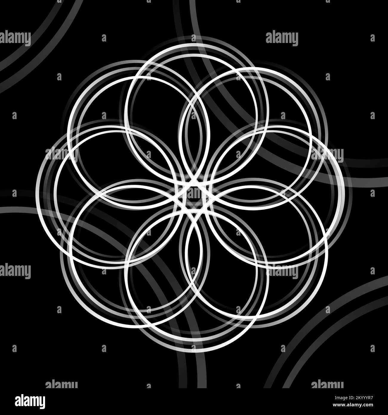 White rings on a black background. Stylized floral pattern Stock Photo ...