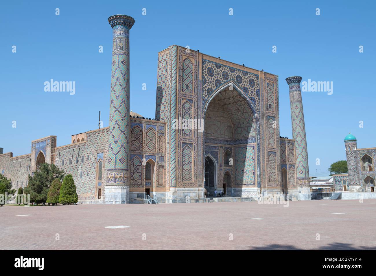 Ancient Ulugbek madrasah on a sunny day. Registan Square. Samarkand ...
