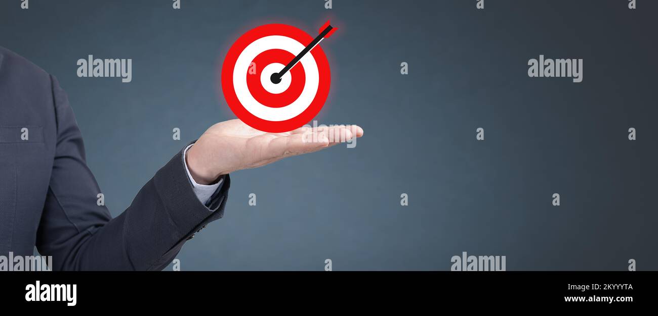 business target on businessman hand. Targeting business concept ...