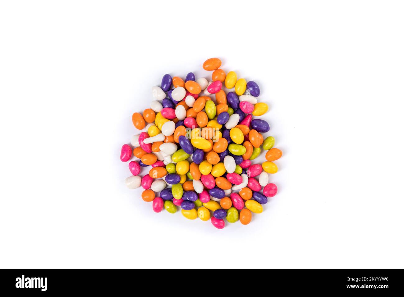 Fennel seed candy in a pile isolated over white top down view Stock ...