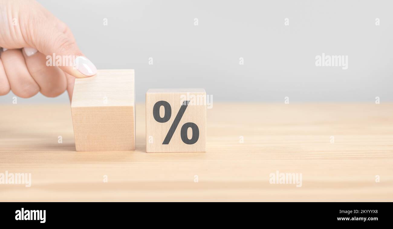 percentage change. interest rate change one with copy space, one cube ...