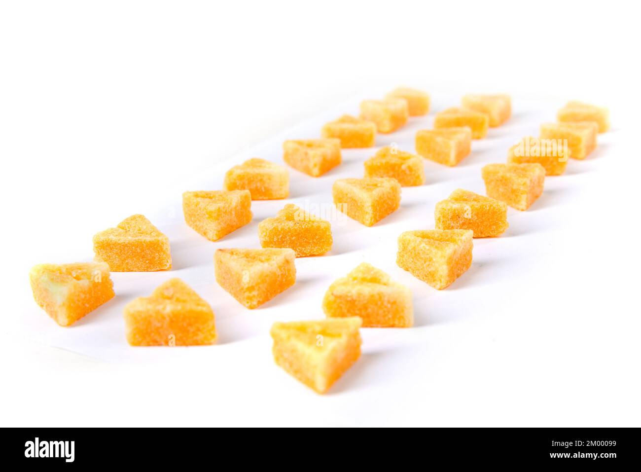 Saffron spiced sugar triangle rows background isolated over white ...